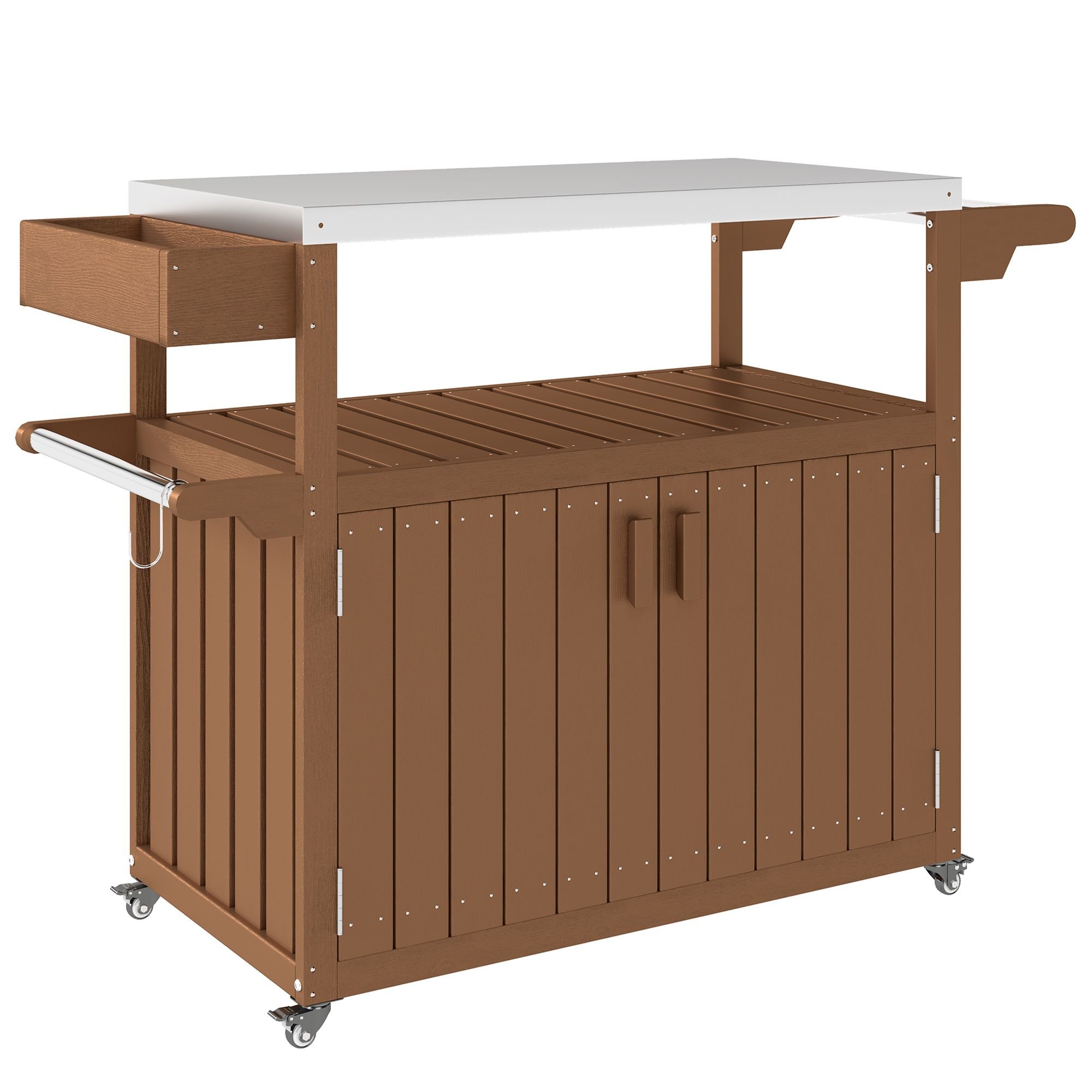 Outsunny Outdoor Bar Cart with Storage, Stainless Steel Outdoor Bar ...